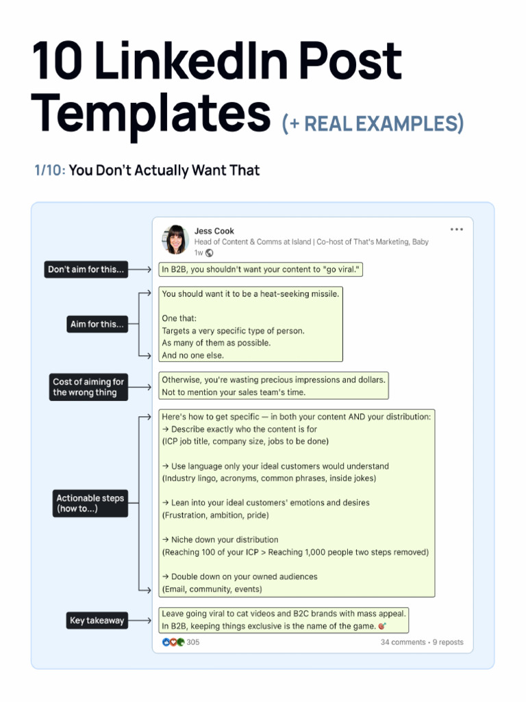 10 LinkedIn Post Templates For Inspiration | PDF