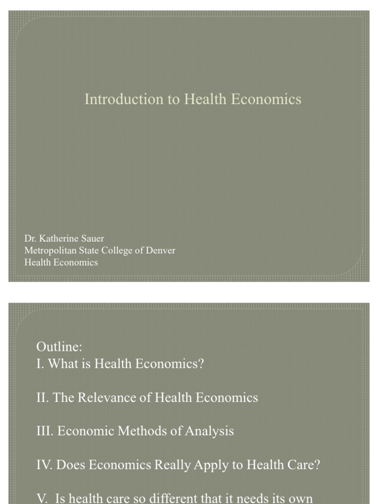 Health Economics - Lecture Ch01 | PDF | Health Economics | Economics