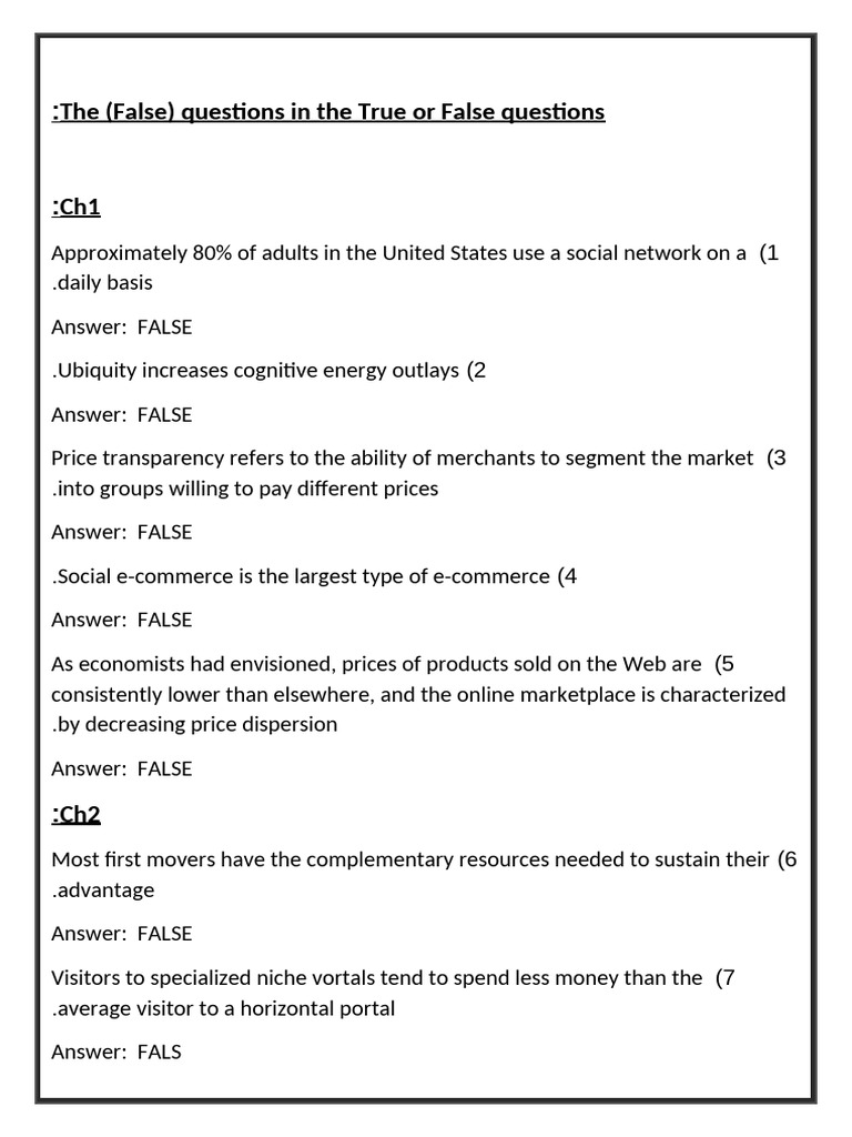 The (False) Questions in E-Commerce | PDF