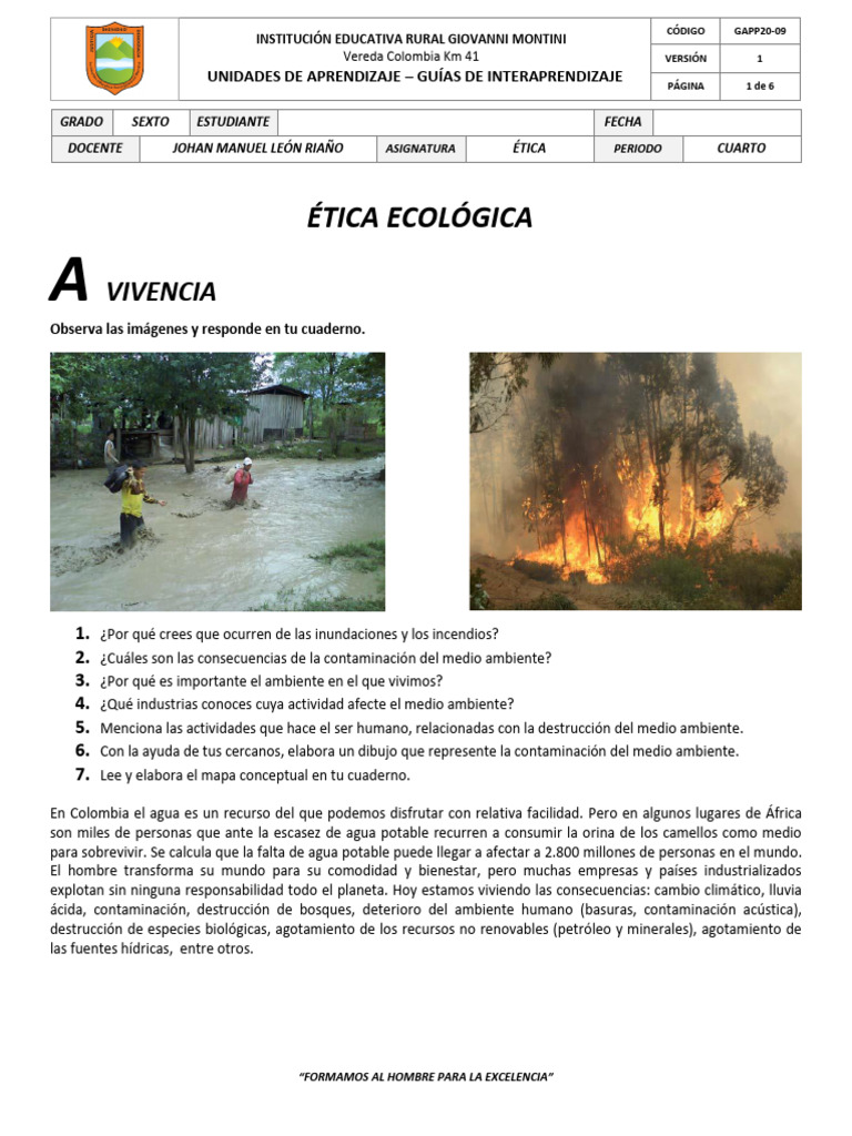 Guía ÉTICA Sexto Periodo 4 | PDF