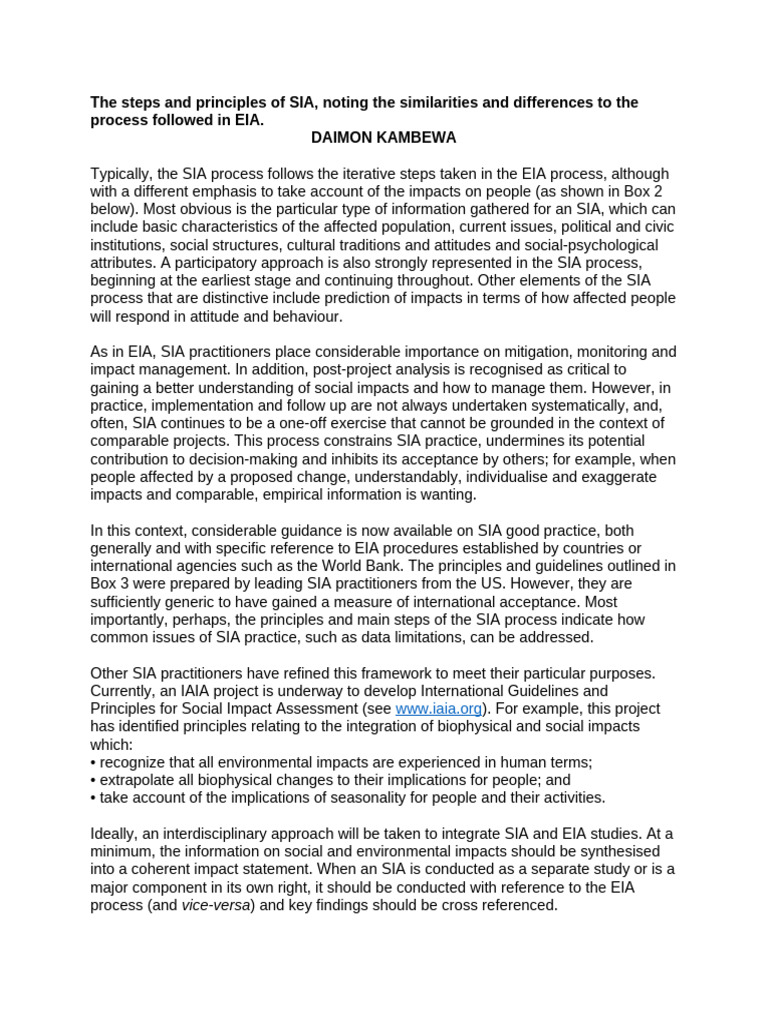 The Steps and Principles of SIA | PDF | Environmental Impact Assessment ...