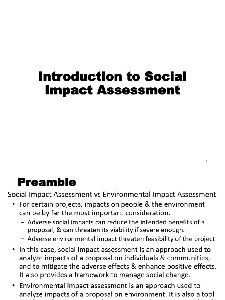 Topic 1 - Introduction To EIA & SIA | PDF | Environmental Impact Assessment | Career & Growth