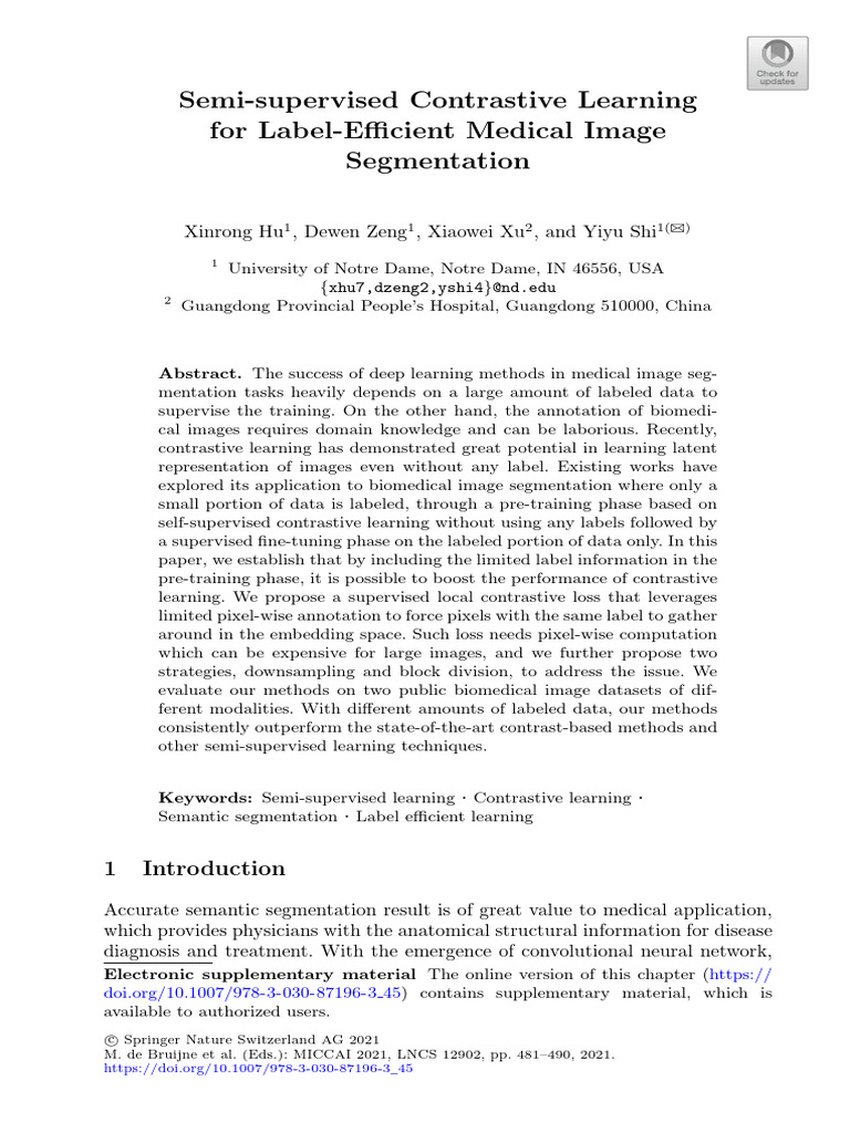 Semi Supervised Contrastive Learning For Label E Cient Medical Image