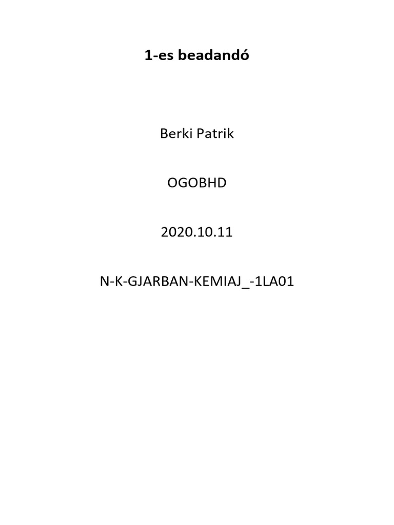 Kémia 1-Es Beadandó | PDF