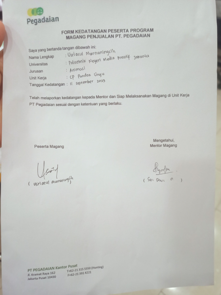 form kedatangan | PDF