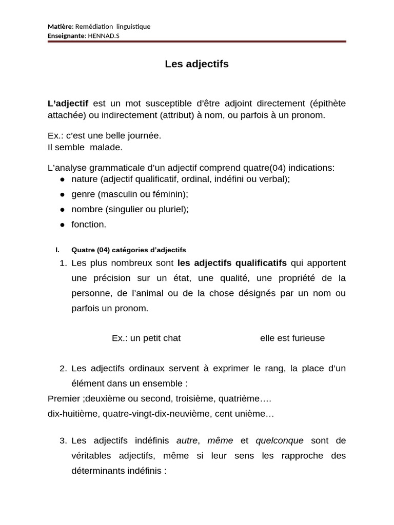 ADJECTIFS | PDF
