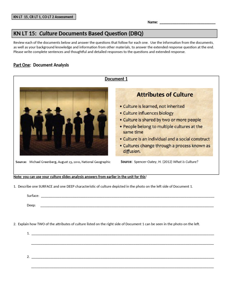 Culture DBQ 2023 | PDF