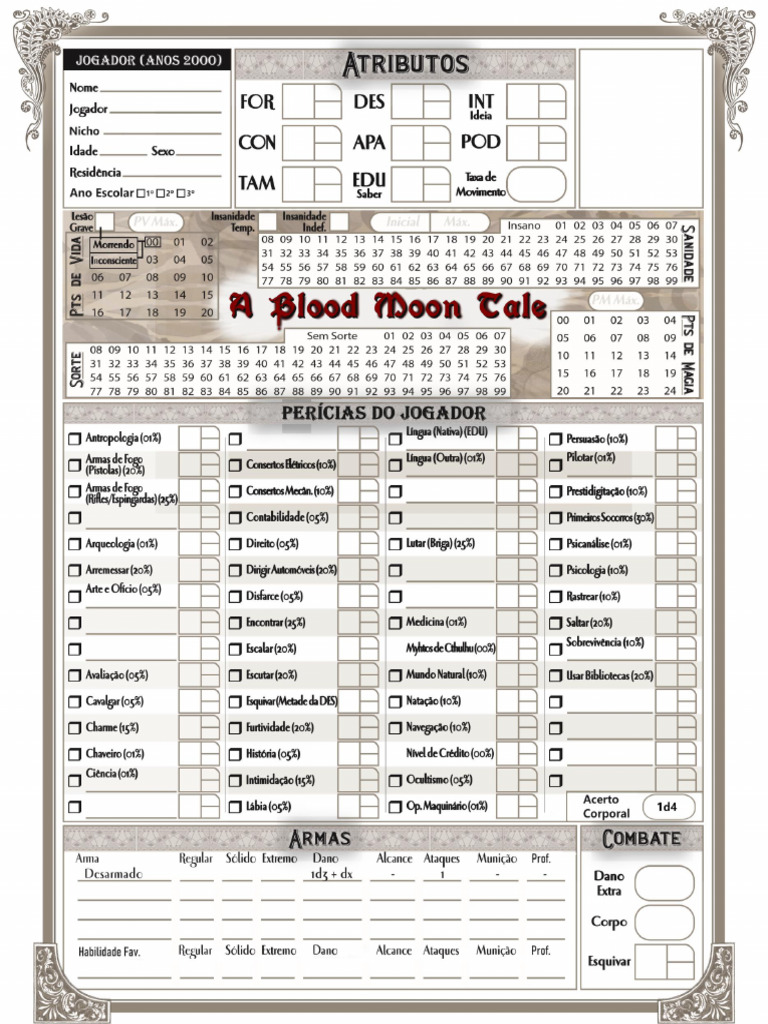 Ficha Blood Moon Editavel | PDF