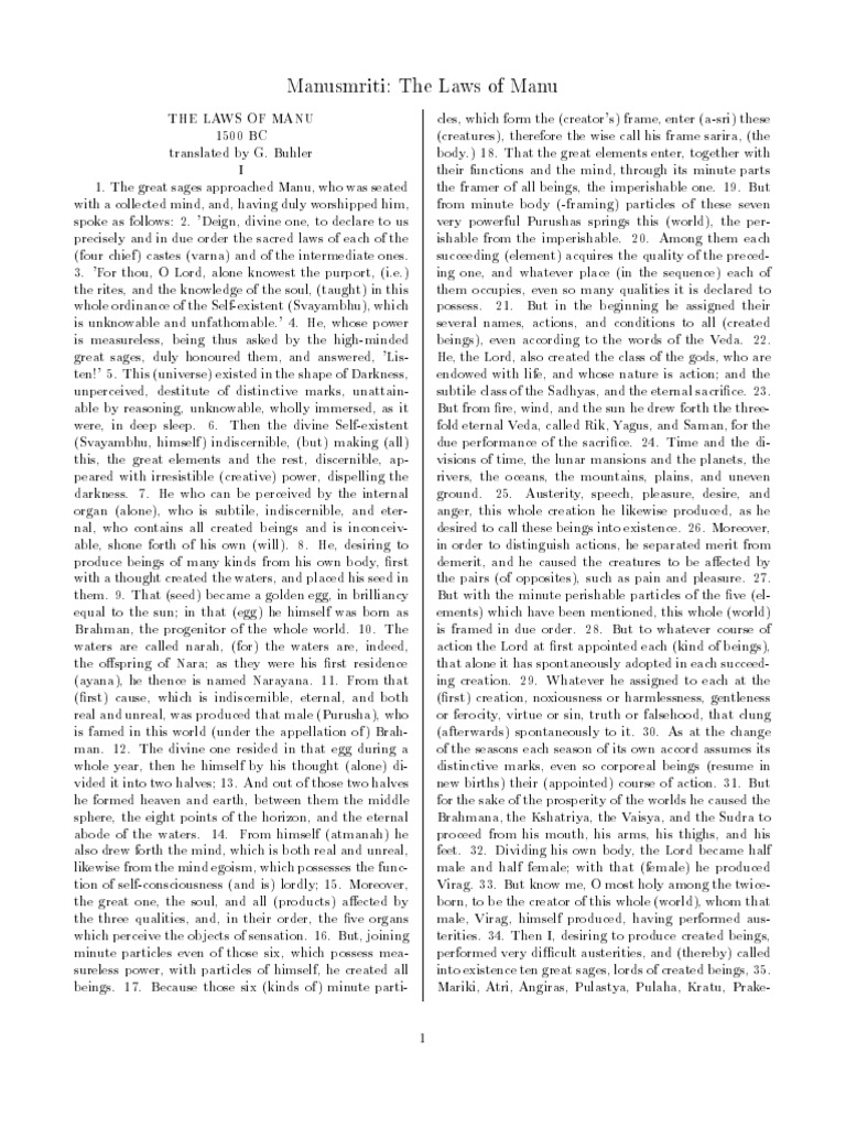 Manusmriti | PDF | Vedas | Brahman