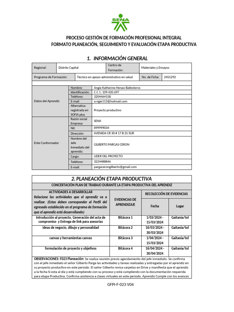 06sep24 F023 Planeacion PP - Angie Katherine Henao Ballesteros F2455292 AAS | PDF