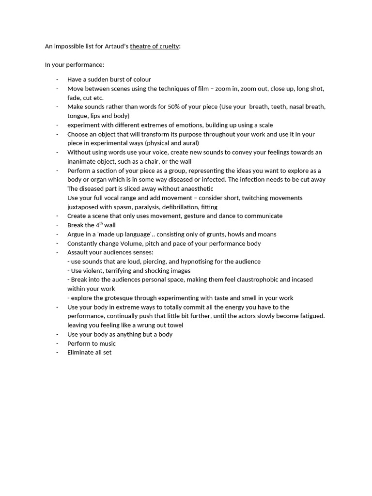 An impossible list for Artaud | PDF
