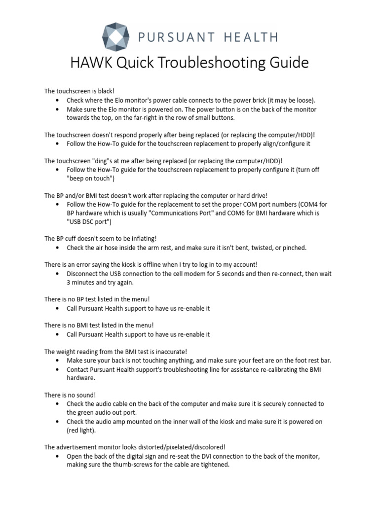 HAWK Quick Troubleshooting Guide | PDF