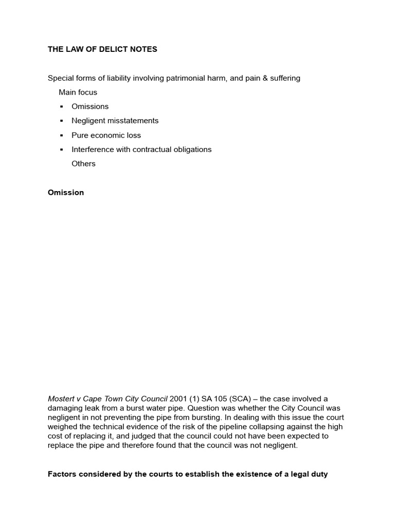 Delict Law: Liability & Misstatements | PDF | Negligence | Tortious Interference