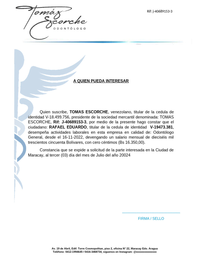 CONTANCIA DE TRABAJO | PDF