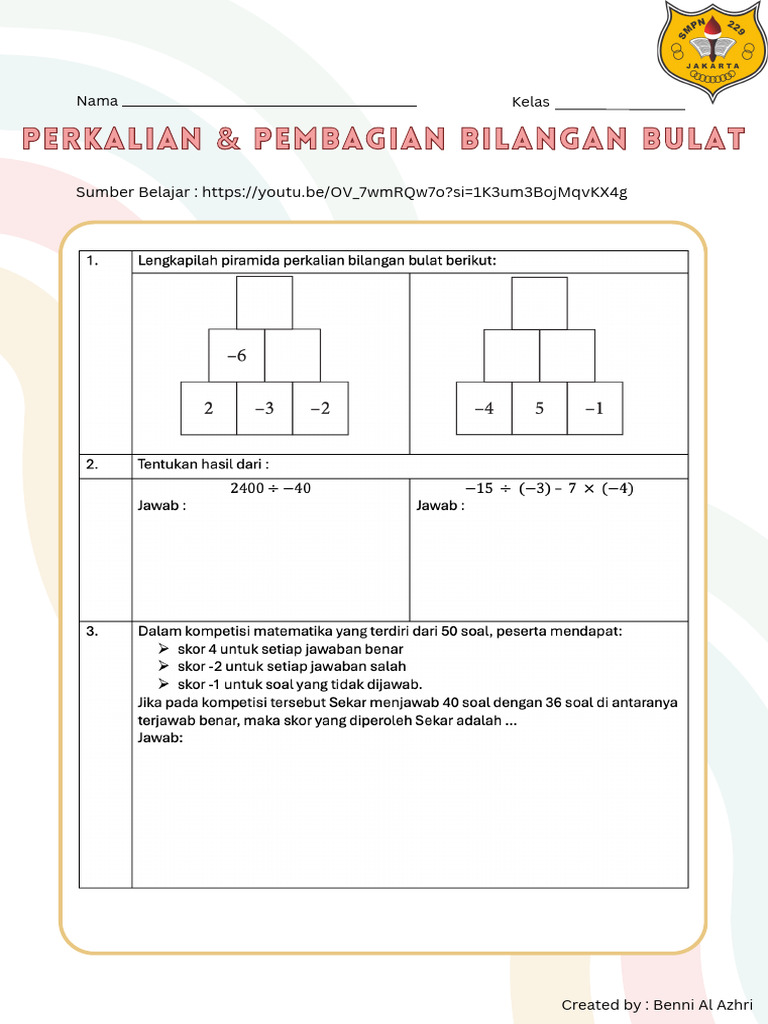 3. Perkalian Dan Pembagian Bilangan Bulat | PDF