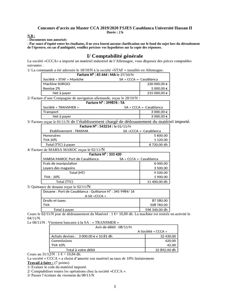 Concours Master CCA 2019 2020 FC | PDF