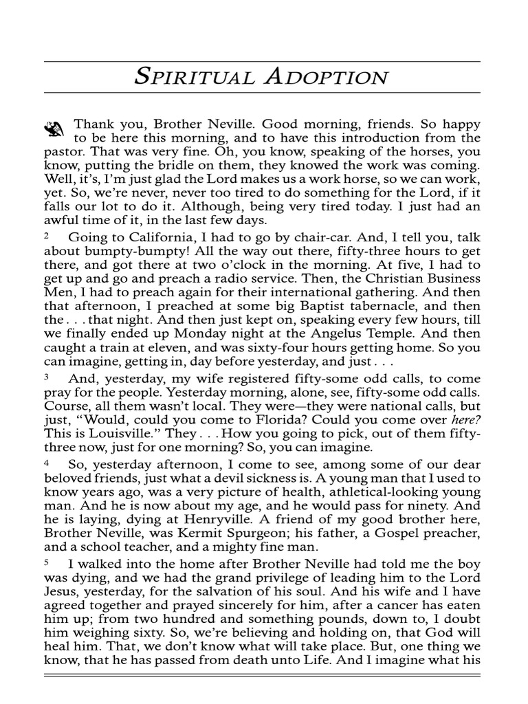 56-0923 Spiritual Adoption VGR | PDF