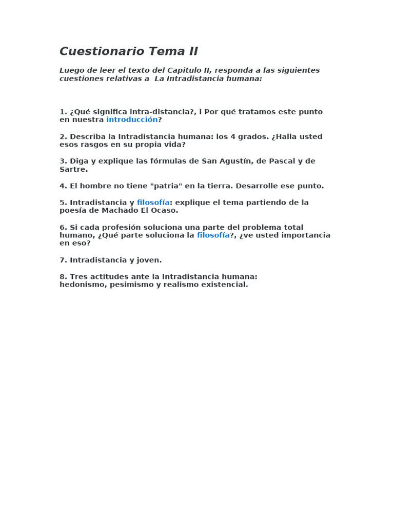 Cuestionario Tema II | PDF