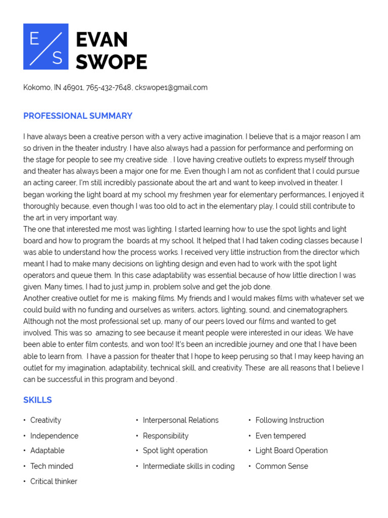 Evan Swope Resume | PDF