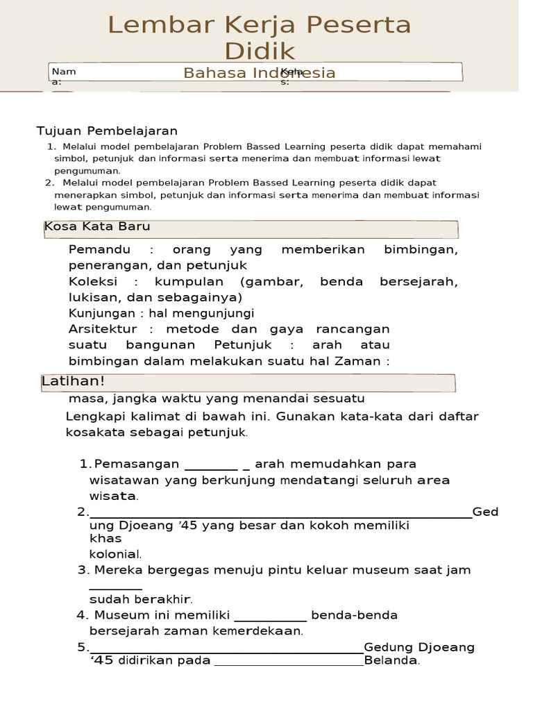LKPD B.indo Kelas 5 | PDF