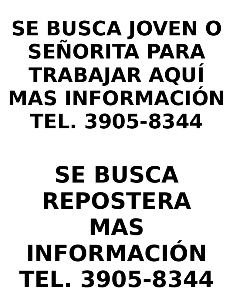 Se Busca Joven o Señorita para Trabajar Aquí | PDF