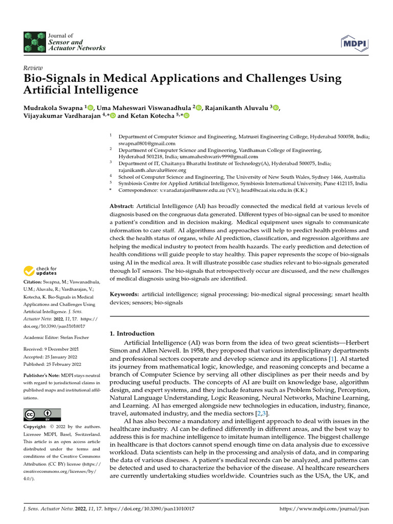Biosignals in Medical Applications - Swapna 2022 | PDF