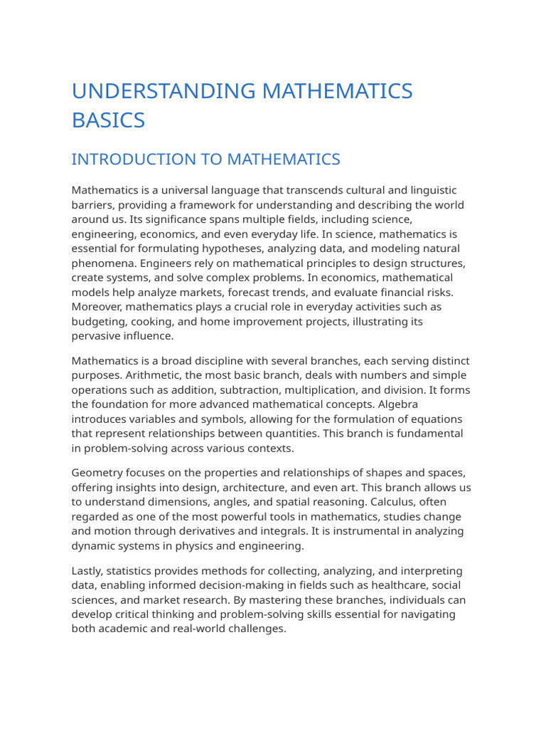 Understanding Mathematics Basics | PDF