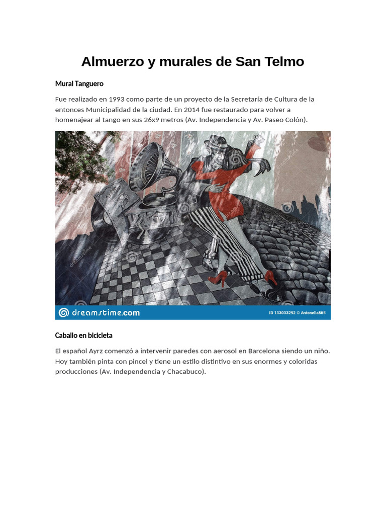 Almuerzo y Murales de San Telmo | PDF