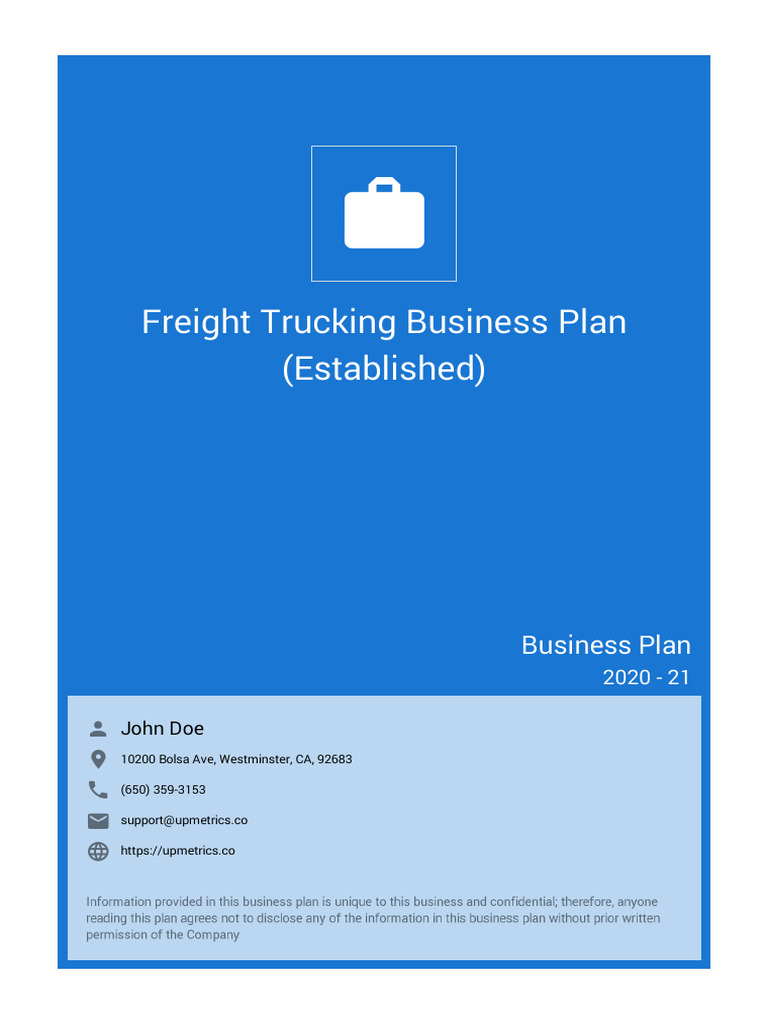 Trucking Business Plan Template | PDF