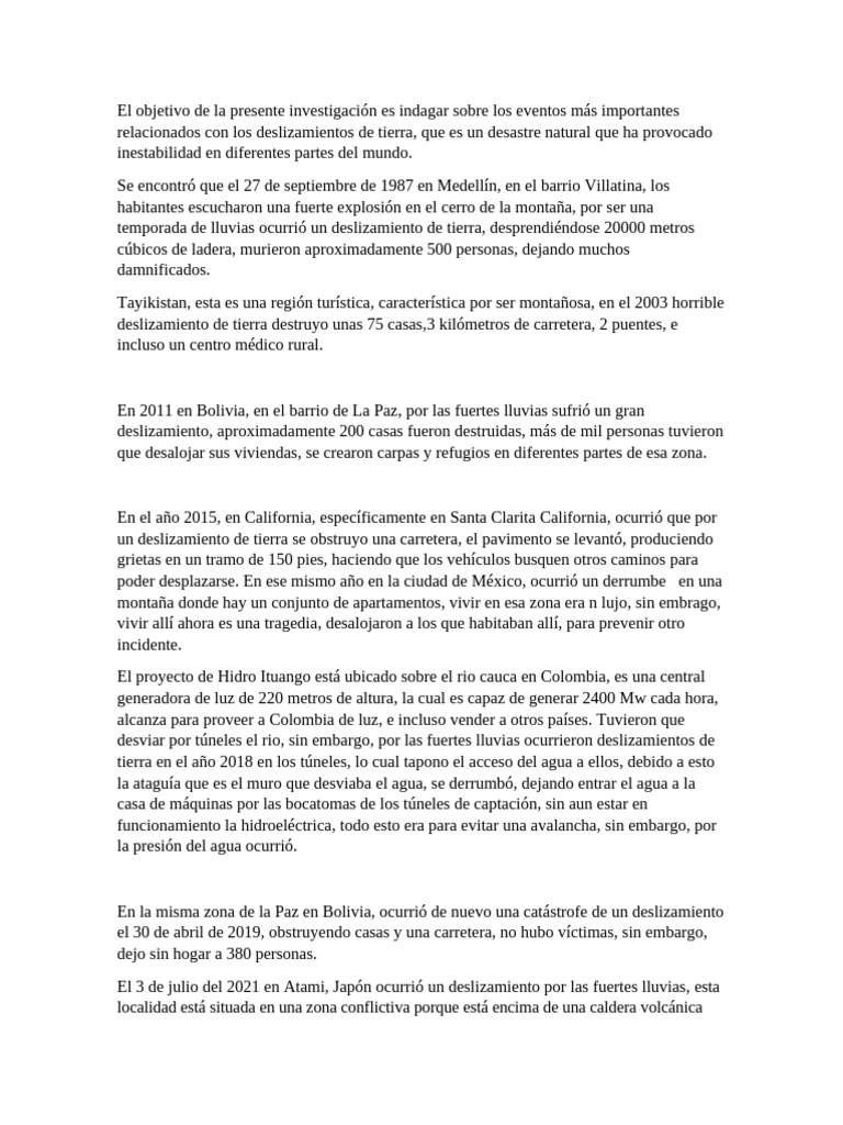 El Objetivo de La Presente Investigación Es Indagar Sobre Los Eventos ...