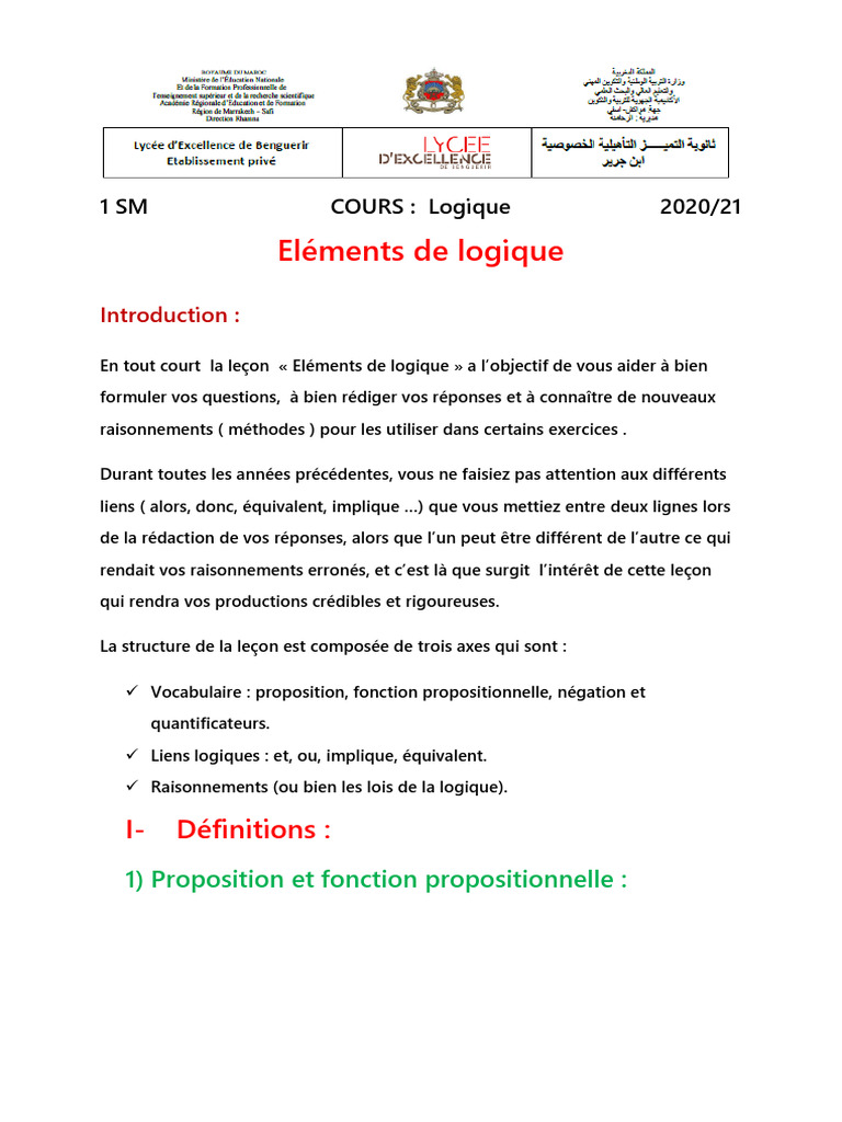Eléments de Logique COURS | PDF
