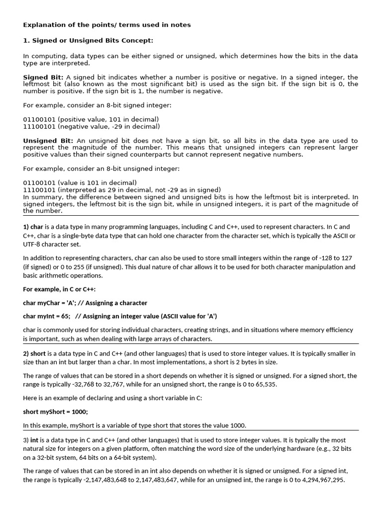 Unit 4 Signed Or Unsigned Bits Concept Pdf Integer Computer