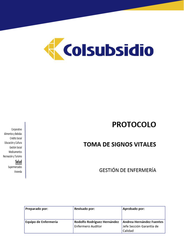 PROTOCOLO TOMA DE SIGNOS VITALES | PDF