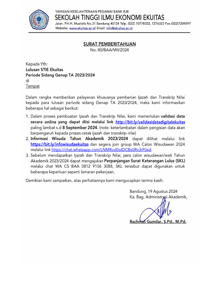 80 - 19082024 - Validasi Data Calon Wisudawan Sidang Periode Genap 2023-2024 | PDF