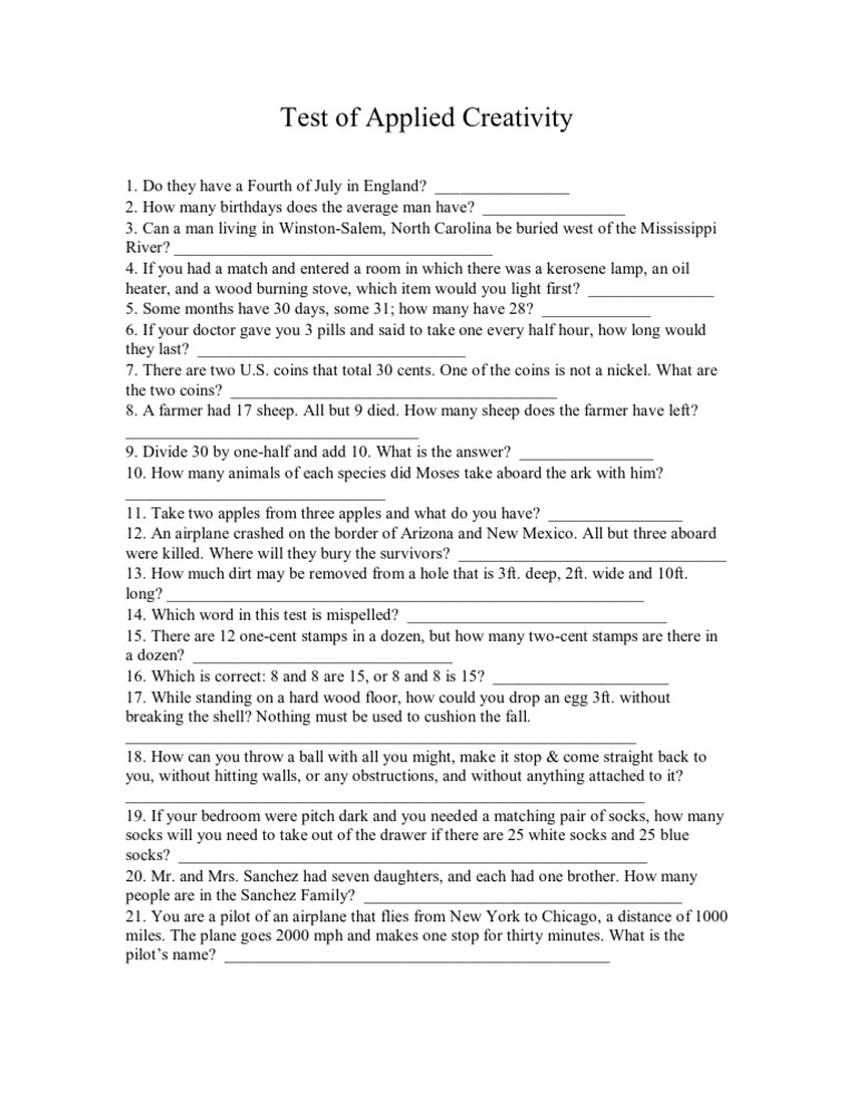 Creativity Test | PDF