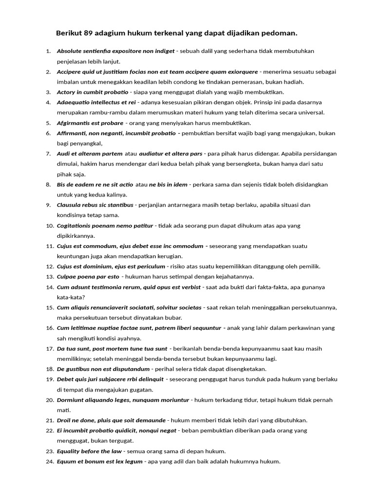 89 Adagium Hukum | PDF