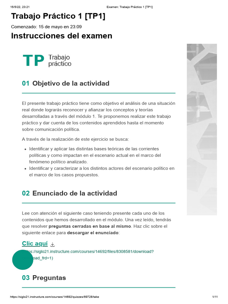 Examen - Trabajo Práctico 1 (TP1) | PDF