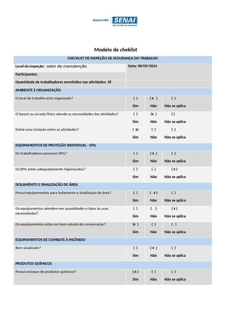 Modelo de Cheklist | PDF