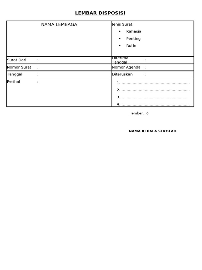 Lembar Disposisi | PDF