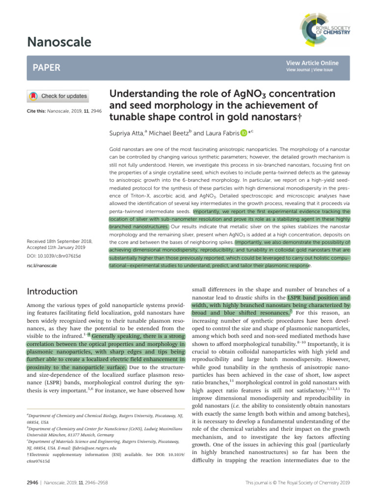Understanding The Role of AgNO3 Concentration | PDF