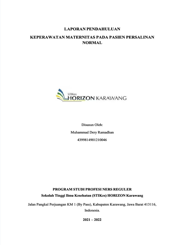 PDF LP Persalinan Normal Muhammad Dery Ramadhan - Compress | PDF