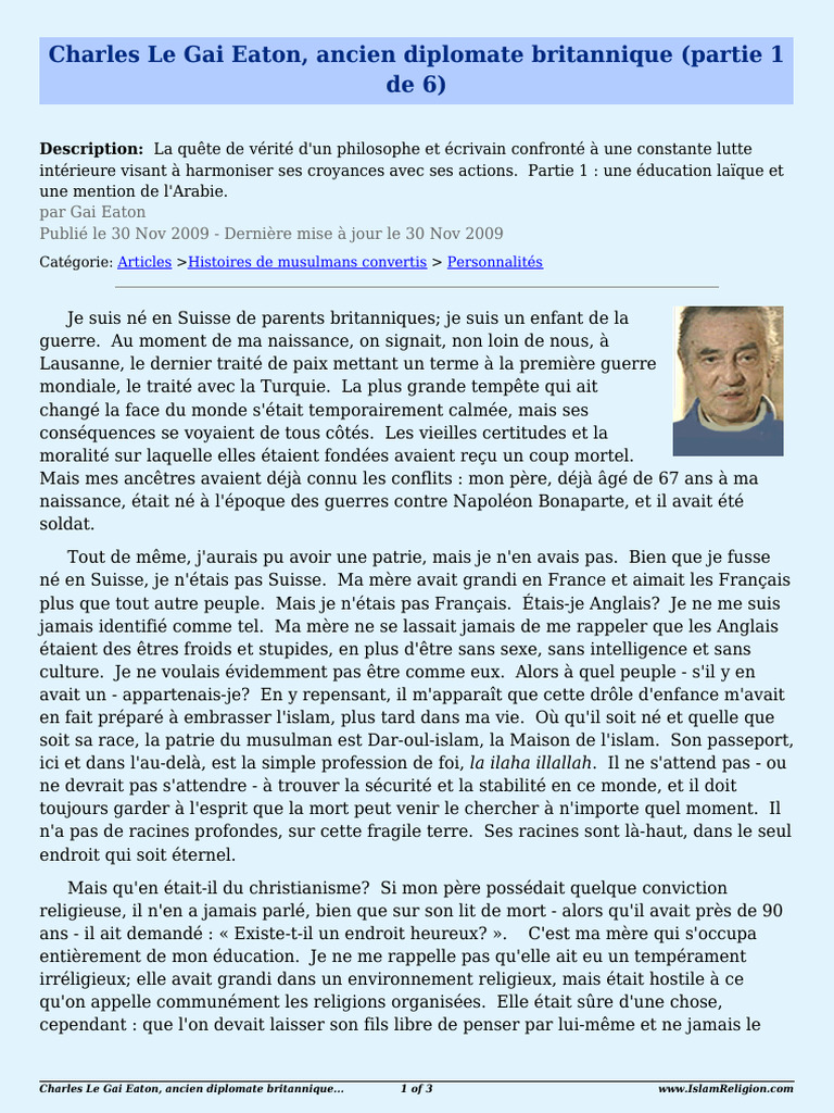 Charles Le Gai Eaton Former British Diplomat Part 1 of 6 166 FR | PDF
