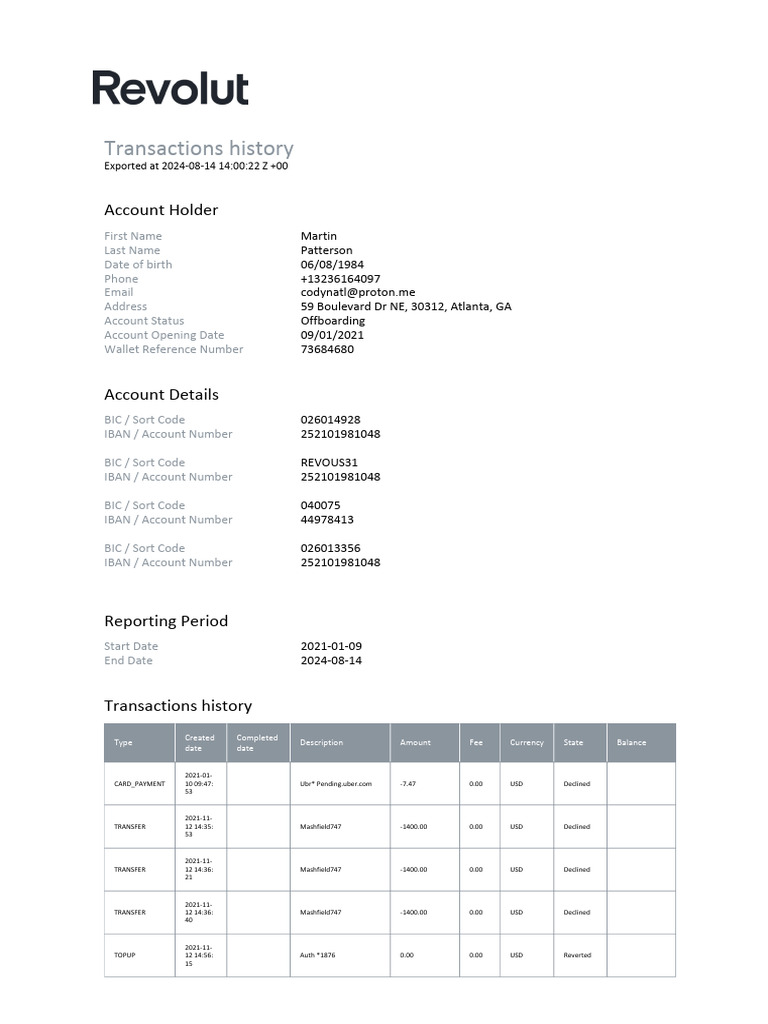 Transactions History | PDF