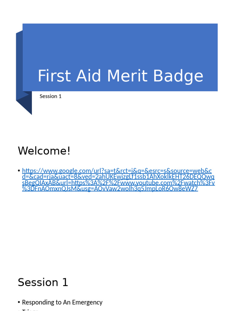 First Aid Merit Badge Session 1 | PDF