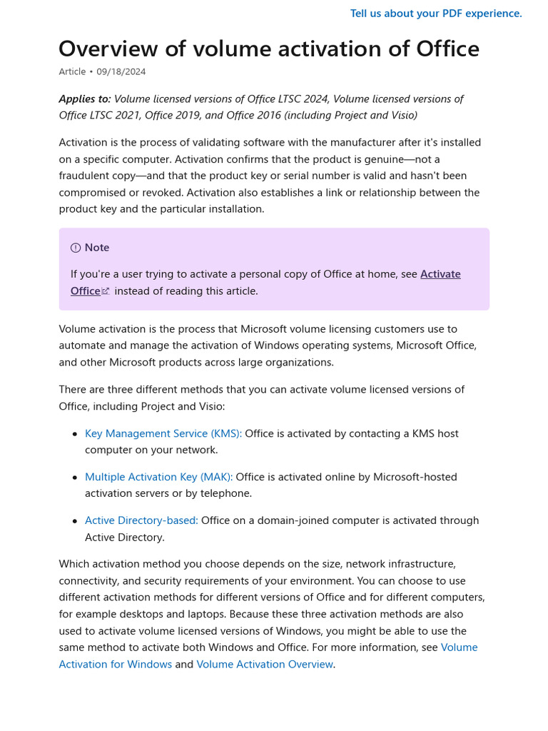 Office Volume License Activation | PDF