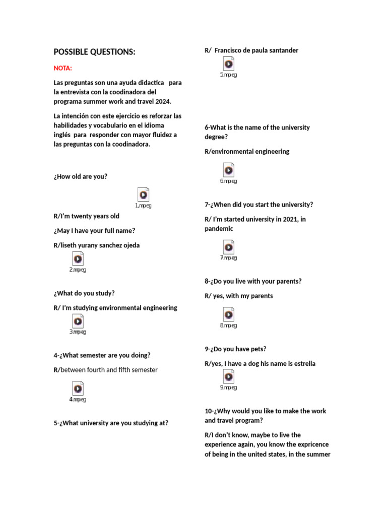 Possible Questions | PDF