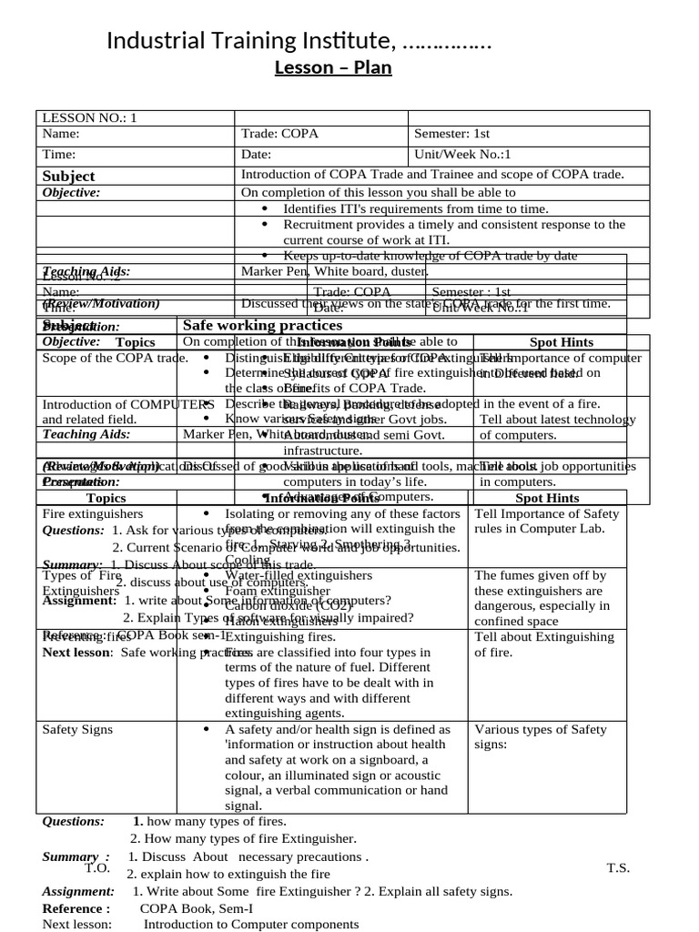 Copa - Lesson Plan - Draft | PDF