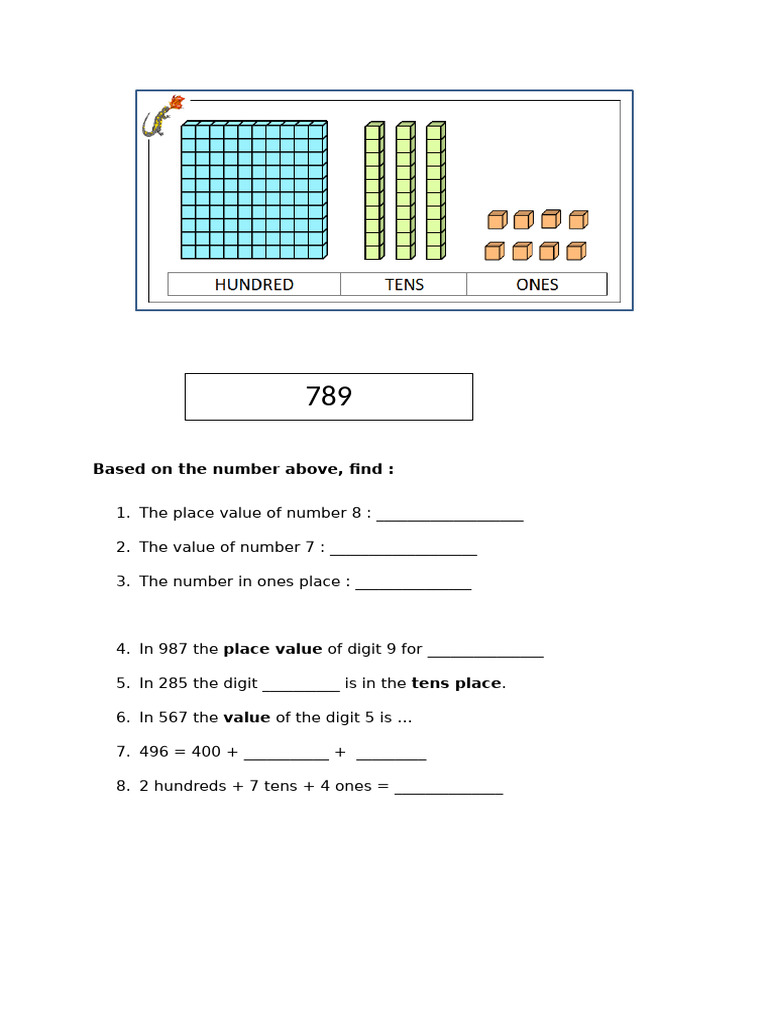 Place Value To Hundreds | PDF