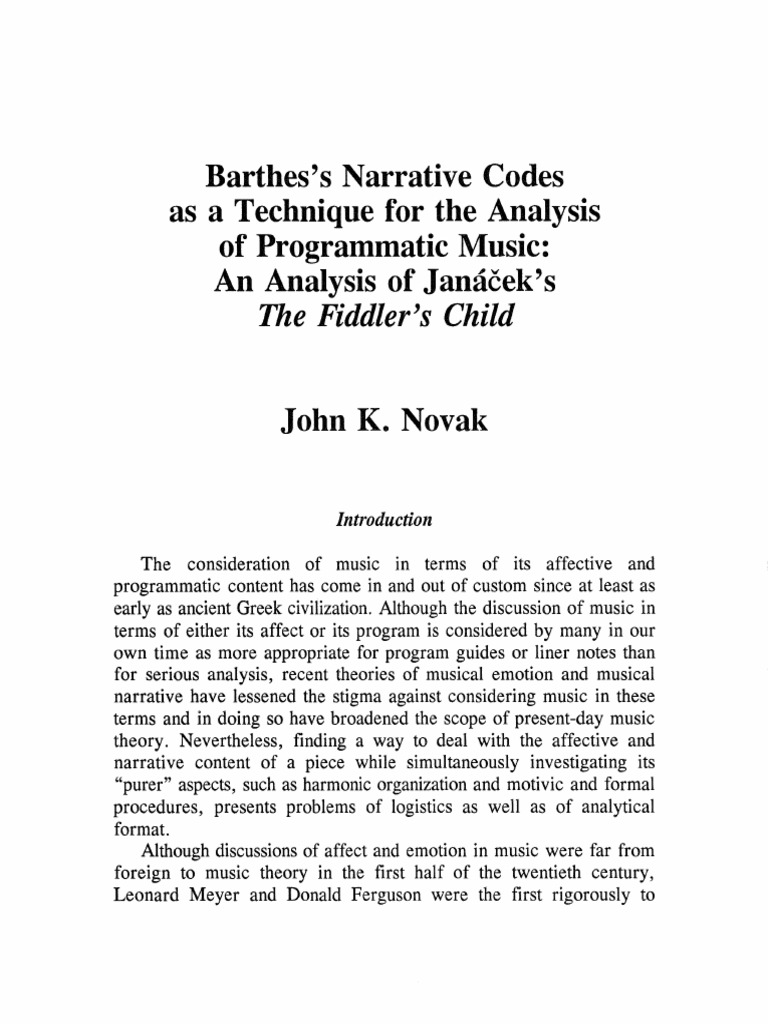 Barthess Narrative Codes As A Technique | PDF