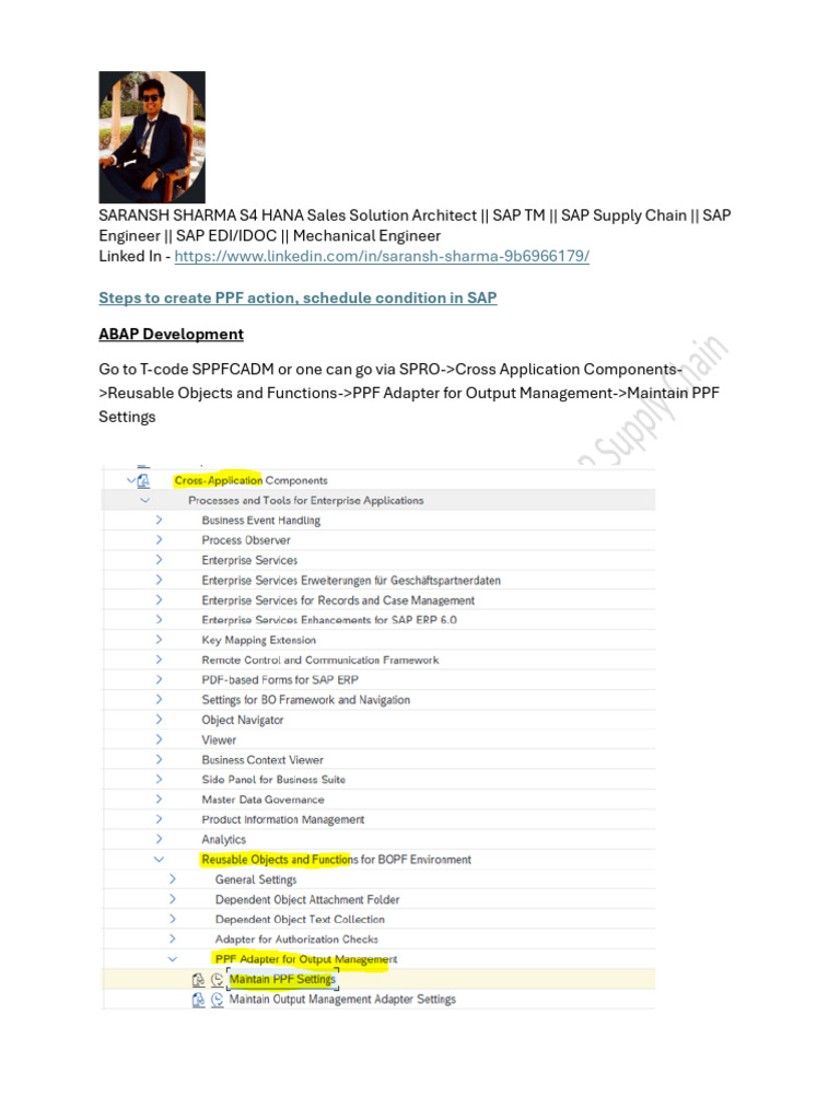 Steps To Create PPF Action in SAP TM. Detailed Process | PDF
